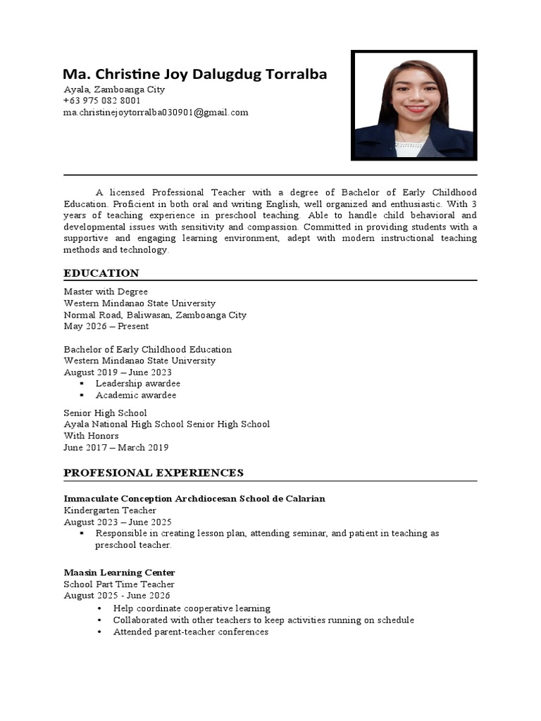 Curriculum Vitae | PDF | Teachers | Preschool