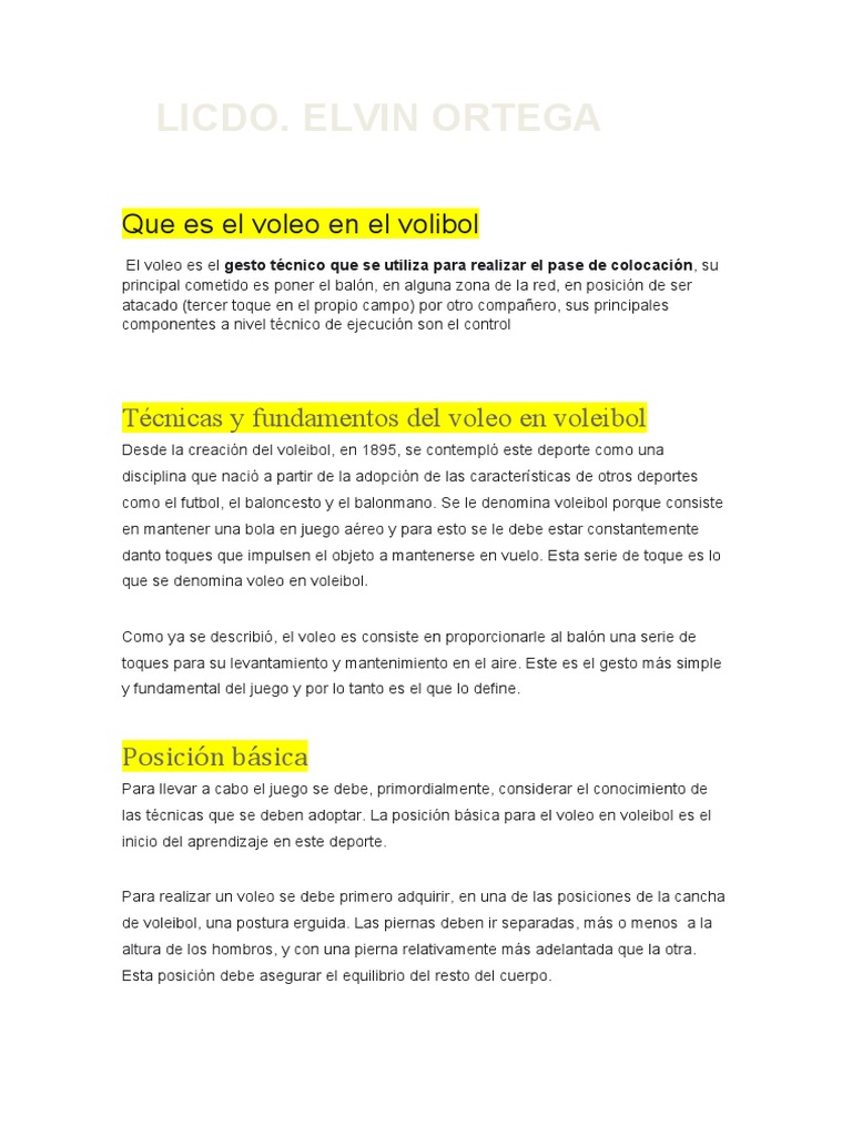 El Voleo y Tipos de Voleo en El Volibol | PDF | Vóleibol | Entretenimiento