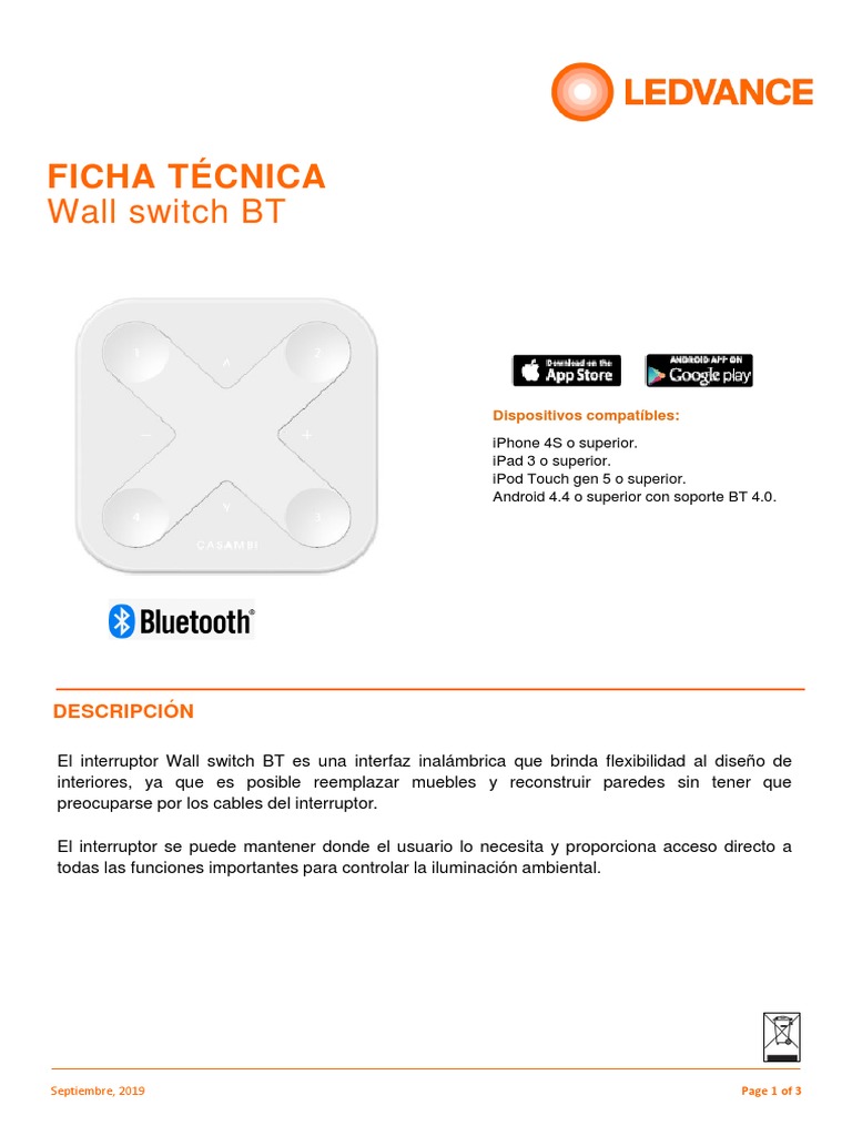 Interruptor BT - Datasheet - ES | PDF | Electrónica | Informática
