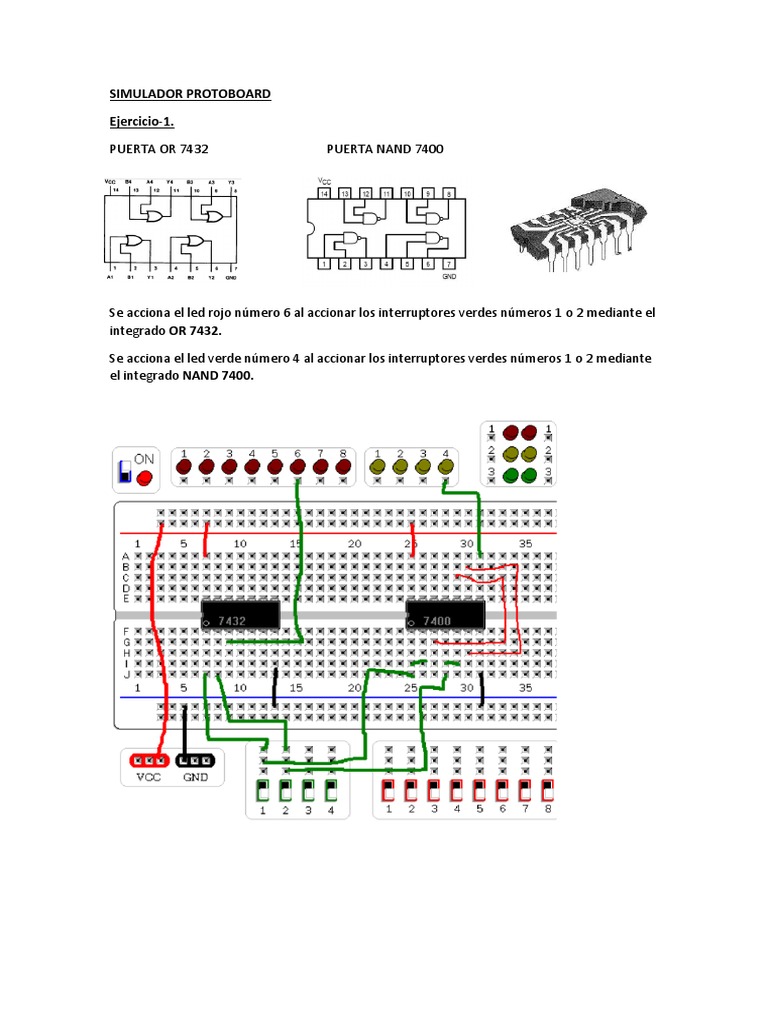 Simulador Protoboard - Ejercicios | PDF | Puerta lógica | Tecnología ...