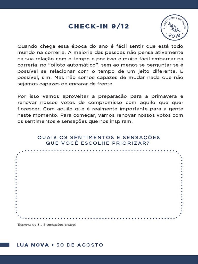 CheckIn Setembro | PDF | Tempo | Sentimento