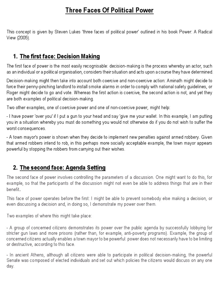 Three Faces Of Political Power | PDF | Decision Making