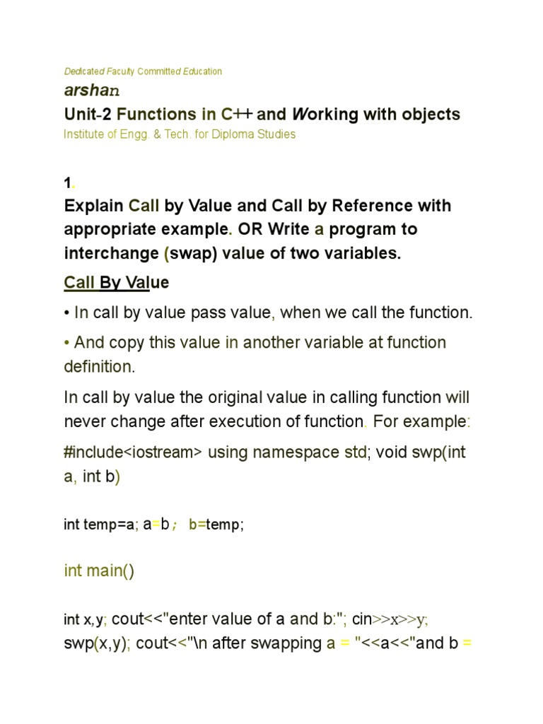 C++ Functions and Object Handling | PDF | Computers