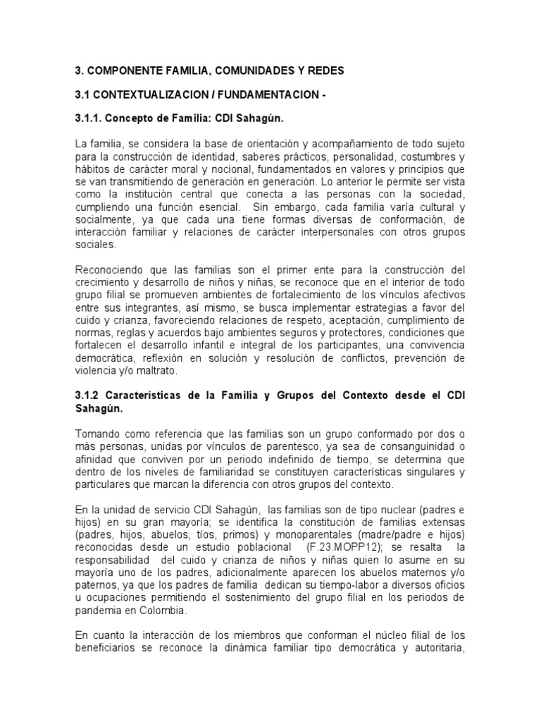 Poai Componente Familia, Comunidad y Redes | PDF | Familia | Agua