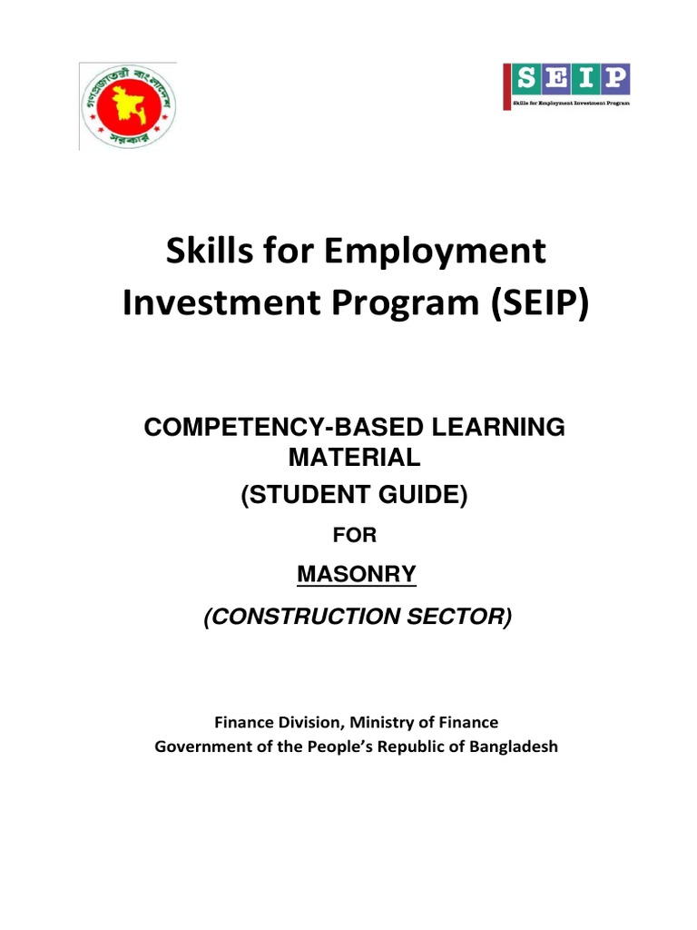 Competency Based Learning Material Masonry Student Guide | PDF | Concrete | Cement