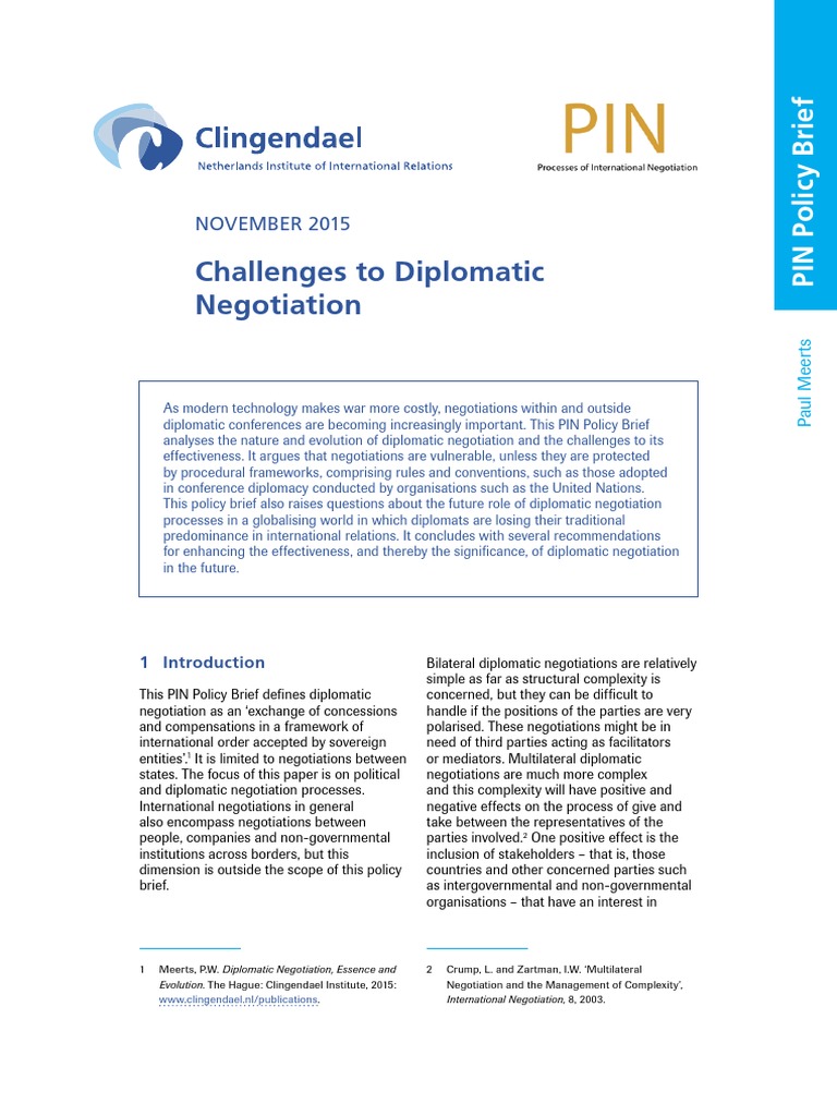 PB Challenges To Diplomatic Negotiation | PDF | Negotiation | Diplomacy