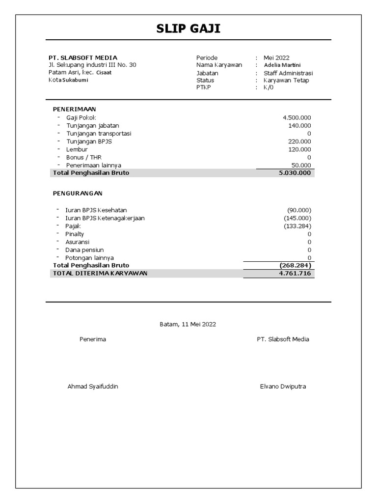 Contoh Slip Gaji | PDF