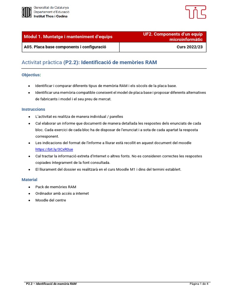 P2.2-Identificacio de Memoria RAM | PDF