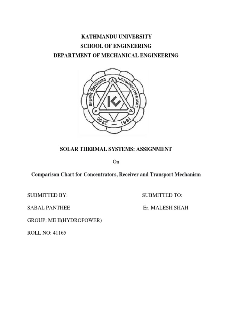 Sabal Panthee - 41165 - Comparison of Concentrator, Receiver and Tracking Mechanism | PDF ...