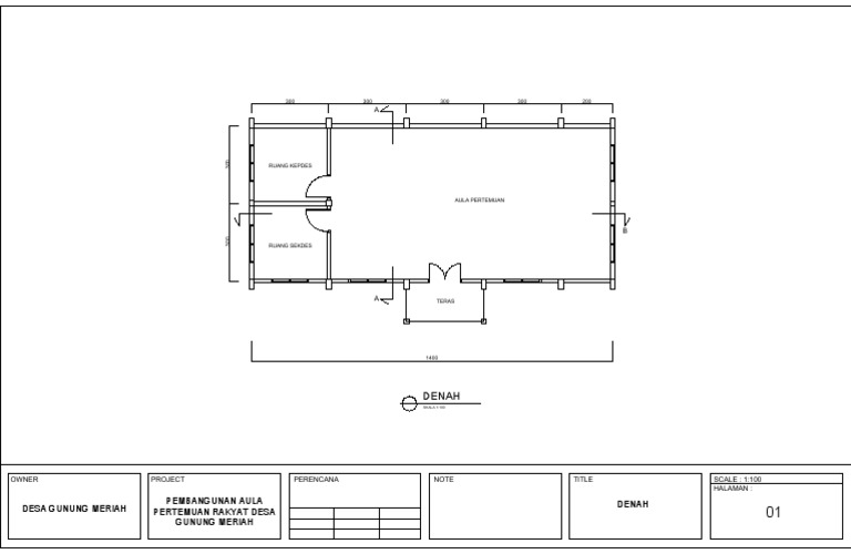 Denah: Pembangunan Aula Pertemuan Rakyat Desa Gunung Meriah Denah Desa Gunung Meriah | PDF