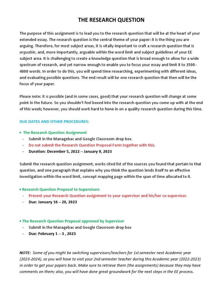 The Research Question Assignment | PDF | Cyberbullying | Bullying