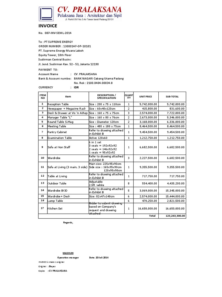 Invoice 007 | PDF | Interior Design | Home