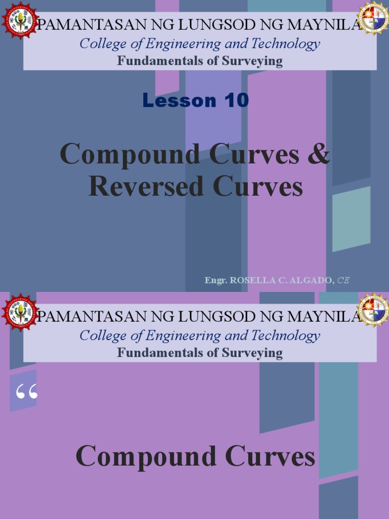 Compound and Reverse Curves in Surveying | PDF | Angle | Tangent