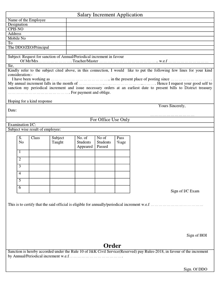 Requesting a Salary Increase: An Employee's Application for an Annual ...