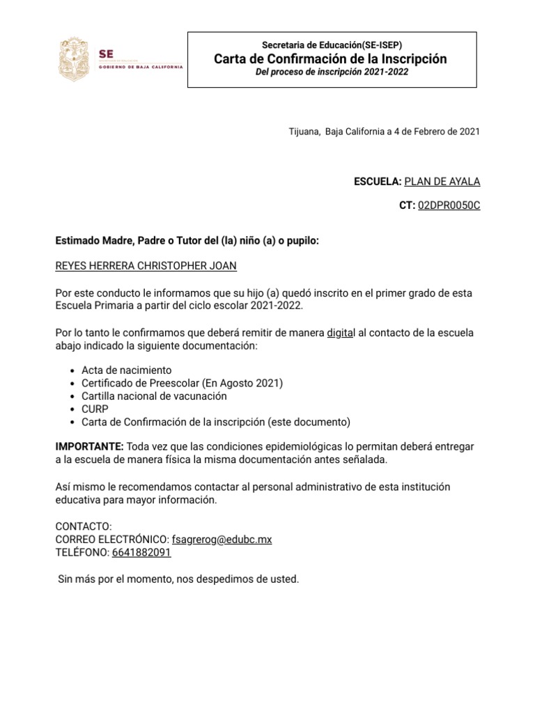 Carta Aviso Pdf
