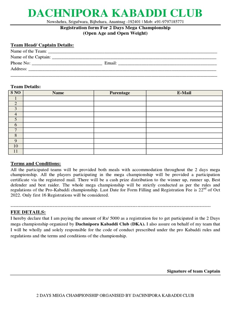 DKA Registration Form | PDF
