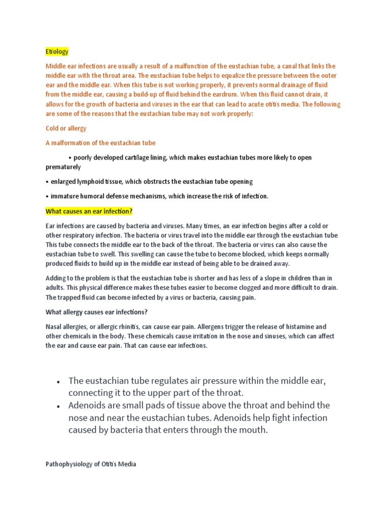 Pathophysiology of Otitis Media | PDF | Causes Of Death | Medical ...