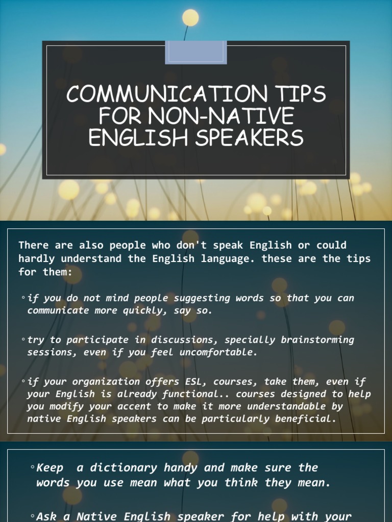 Tips for Non-Native English Speakers | PDF | English Language | English ...