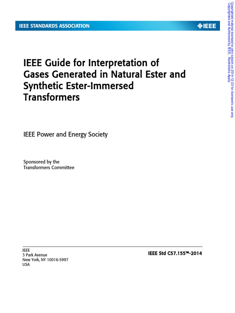 IEEE STD C57 155-2014 - DGA in Esters Interpretation | PDF | Chemistry