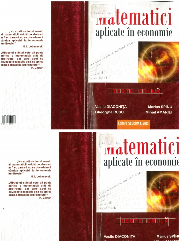 Matematici Aplicate in Economie CARTE GRILE | PDF