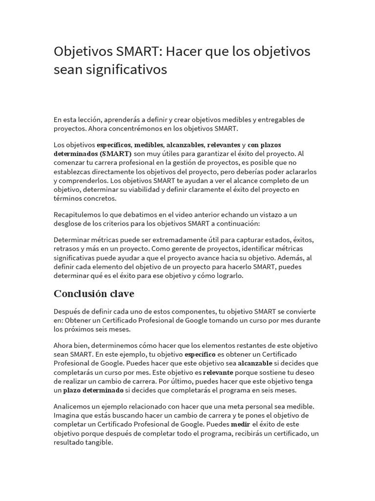 Cómo Definir Objetivos SMART Efectivos | PDF | Business