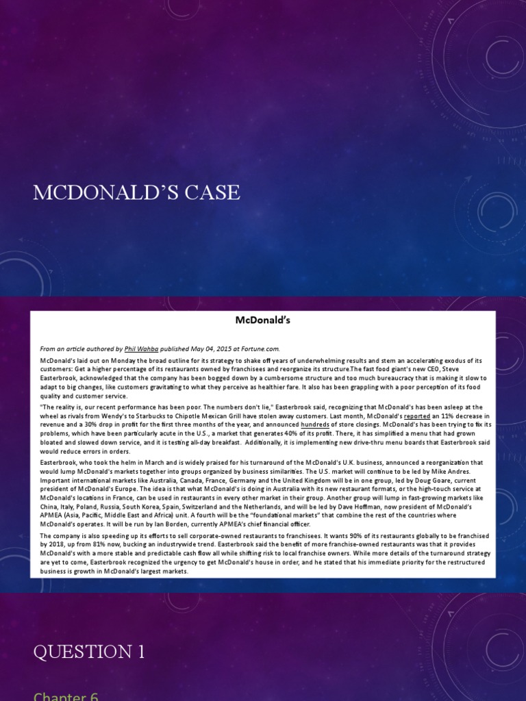 McDonald's Strategic Reorganization Plan | PDF | Mc Donald's | Franchising