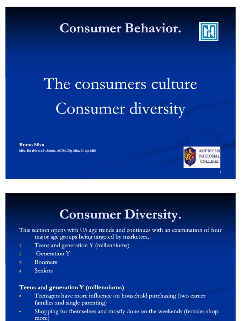 The Consumers Culture The Consumers Culture Consumer Diversity Consumer ...