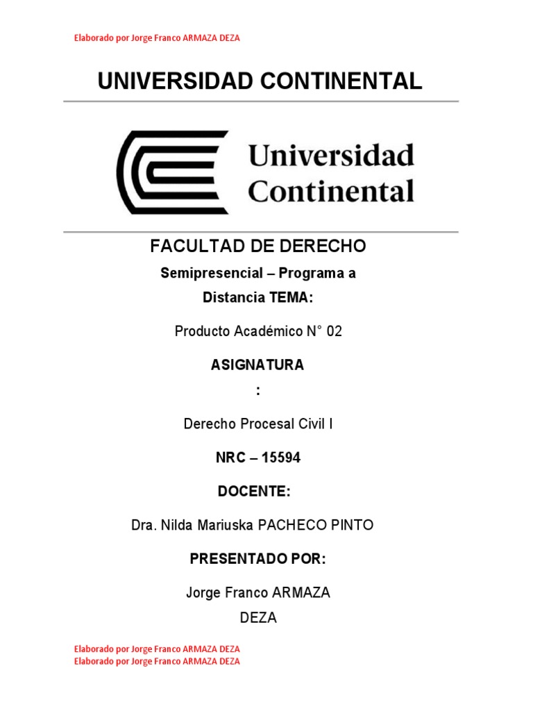 Producto Académico #02 - Universidad Continental - Jorge Franco Armaza Deza - Derecho Procesal ...