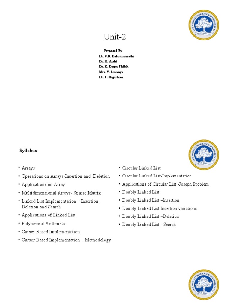 Dsa Unit2 | PDF | Array Data Structure | Array Data Type