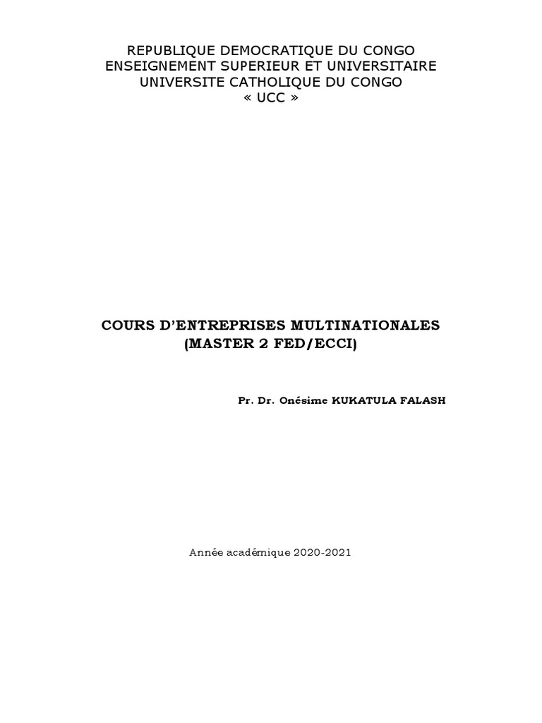 Rôle des multinationales en RDC | PDF | Business | Société multinationale