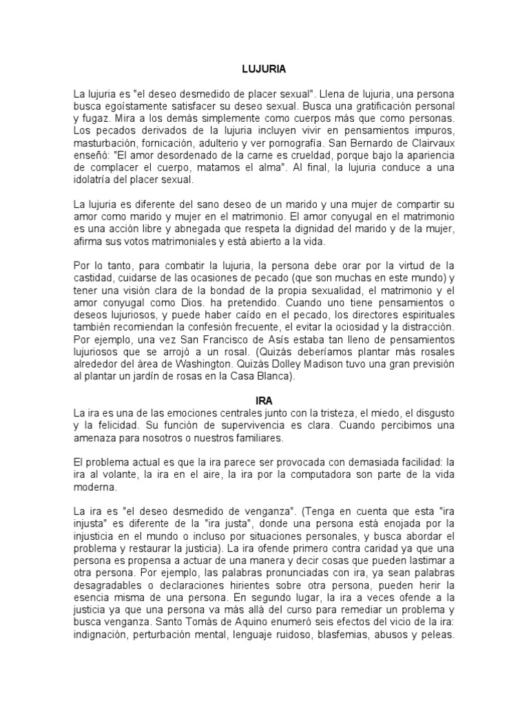 LUJURIA | PDF | Ira | Lujuria