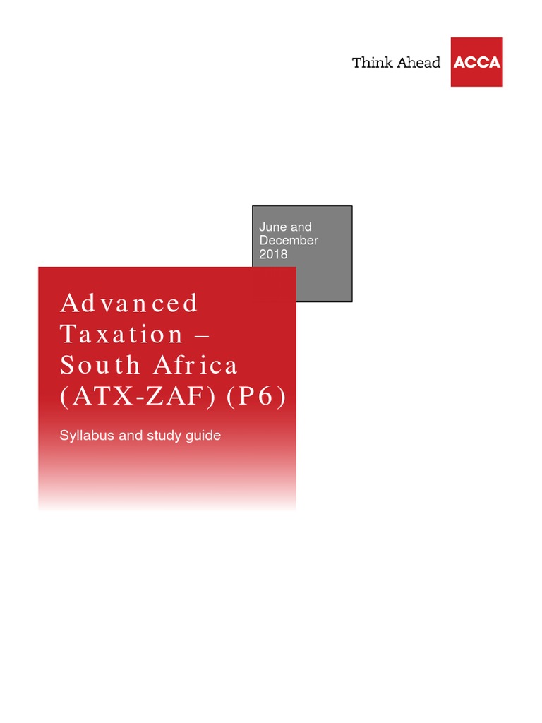 Advanced Taxation - South Africa (ATX-ZAF) (P6) Syllan SG 2018 - Final ...