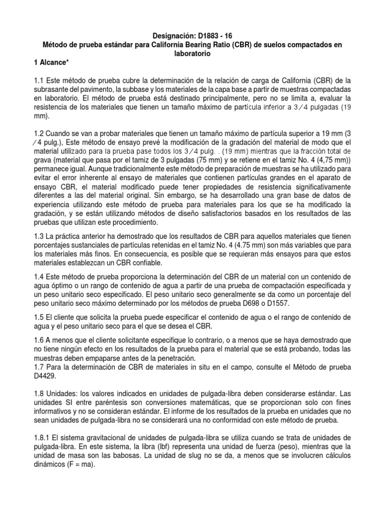 CBR Astm 1883-16 | PDF | Peso | Agua