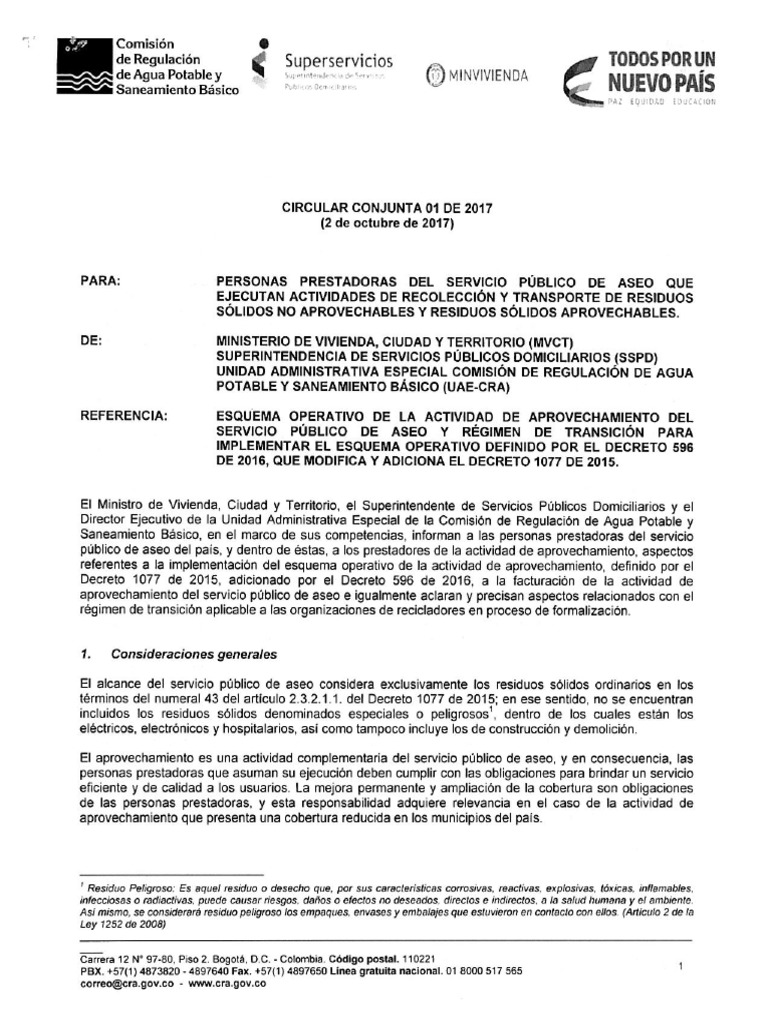 Circular Conjunta 01 - 2017 | PDF