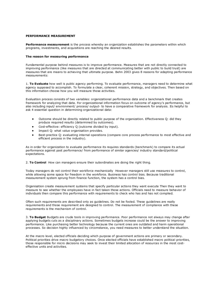 Performance Measurement | PDF | Performance Indicator | Strategic ...
