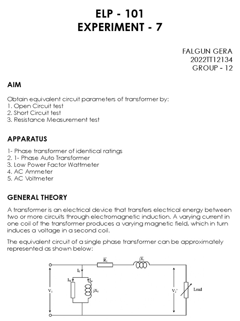 Elp 7 Report | PDF | Transformer | Inductor