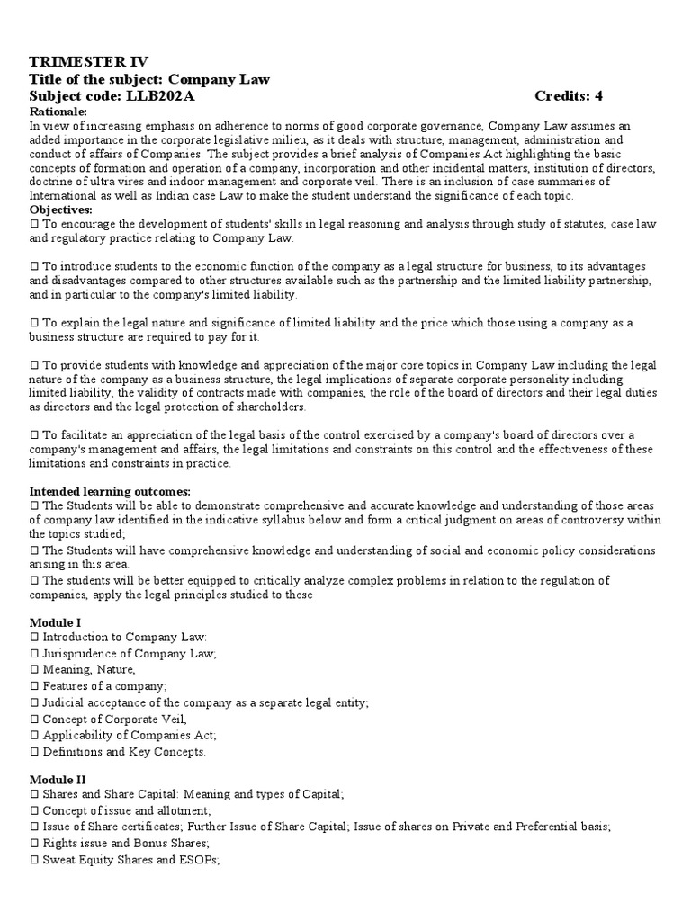 LLB202A Company Law-II | PDF | Corporate Law | Board Of Directors