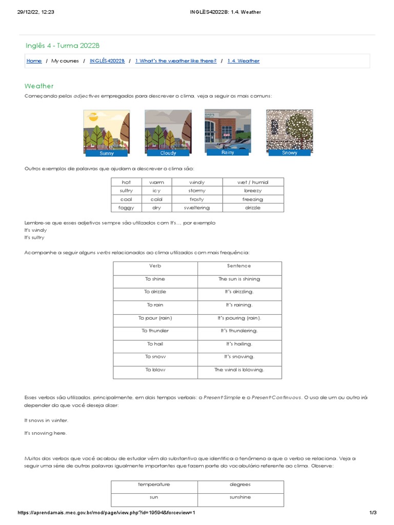 Describing Weather in English: Common Adjectives, Verbs, and Nouns Used ...
