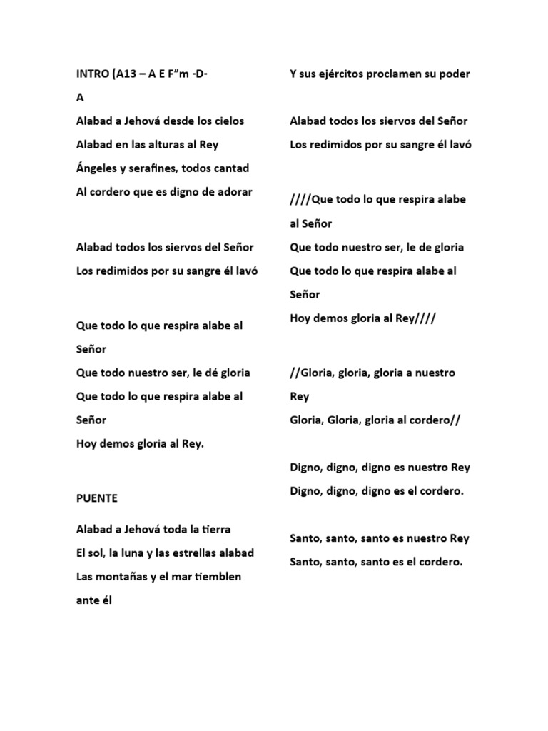 Alabad A Jehová Desde Los Cielos | PDF