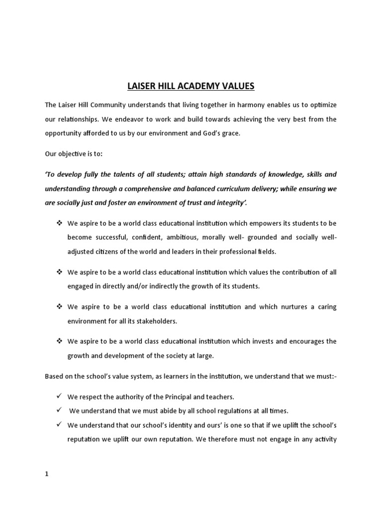 Code of Conduct LHA | PDF | Boarding School | Softlines (Retail)