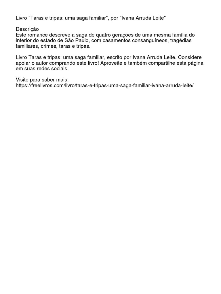 Taras e Tripas - Uma Saga Familiar – Ivana Arruda Leite | PDF