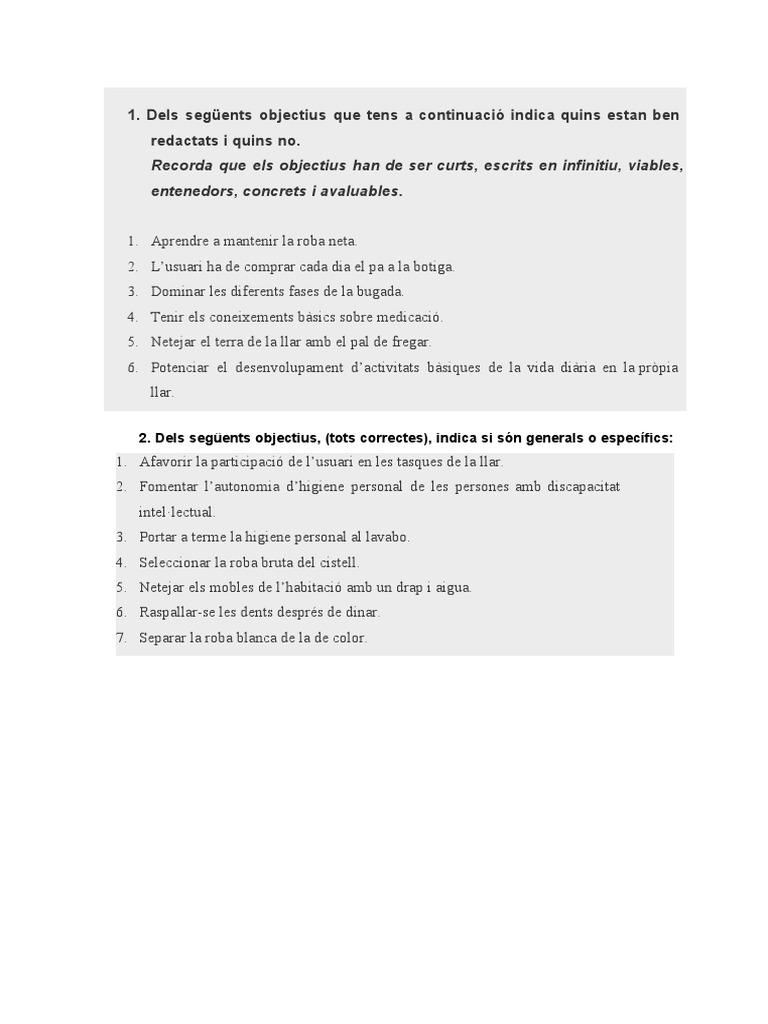 Redactar Objectius | PDF