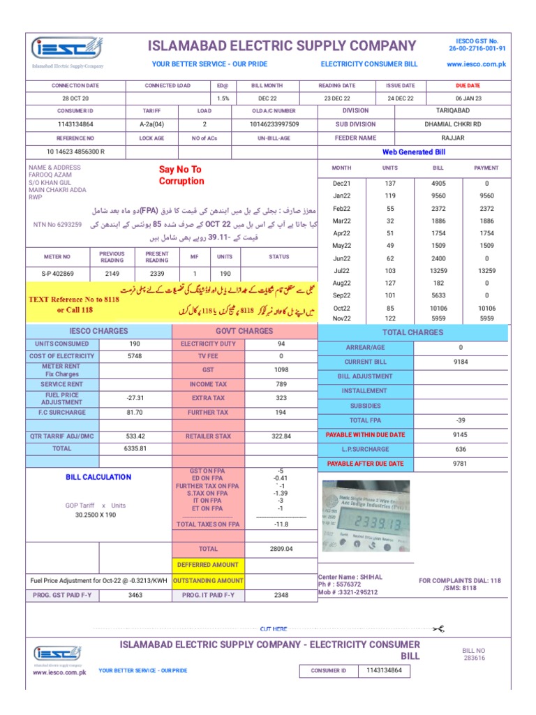 Iesco Online Bill | PDF | Value Added Tax | Taxes