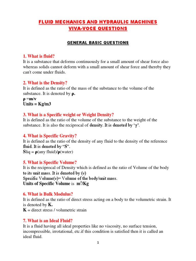 FM Lab. Viva-Voce Questions | PDF | Reynolds Number | Flow Measurement