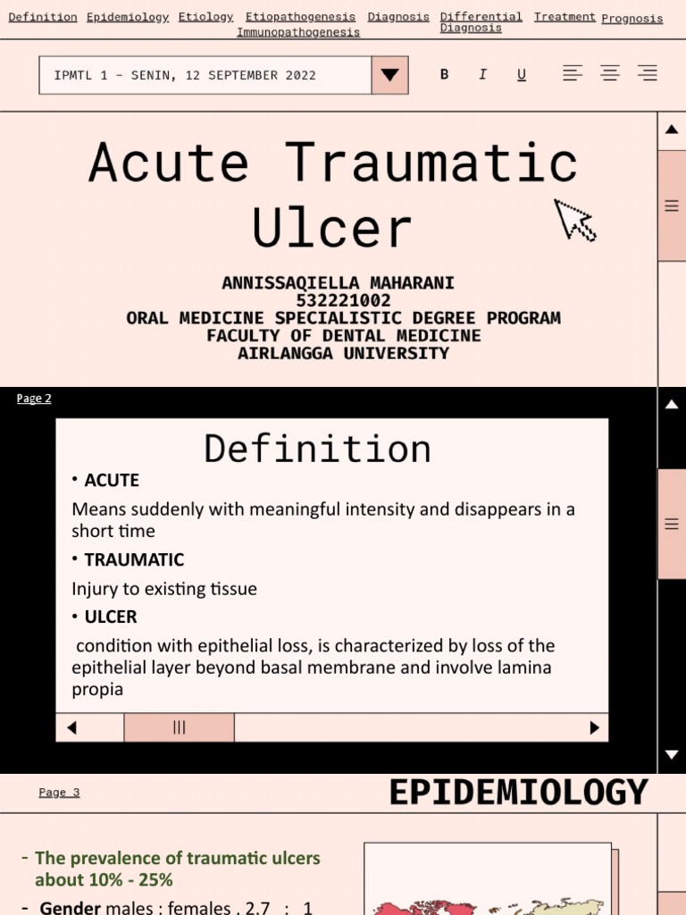 Ipmtl 1 - Annissaqiella - Acute Traumatic Ulcer Rev | PDF | Diseases ...