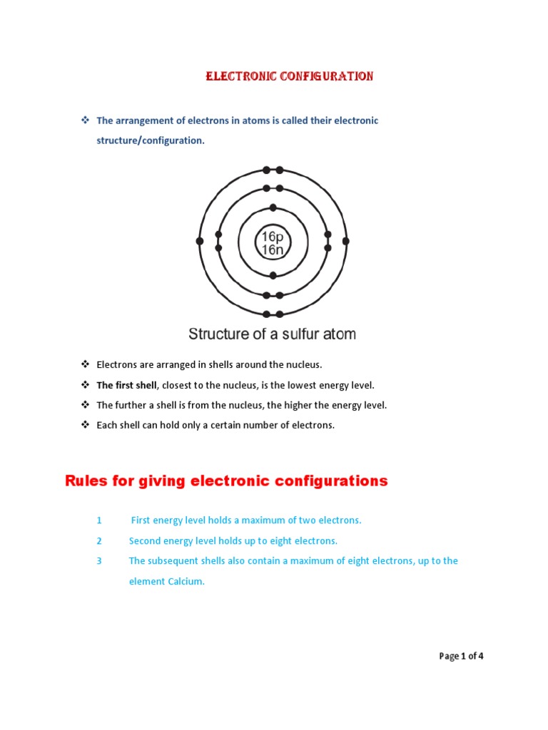 Electronic Configuration Guide | PDF | Electron Configuration | Energy ...