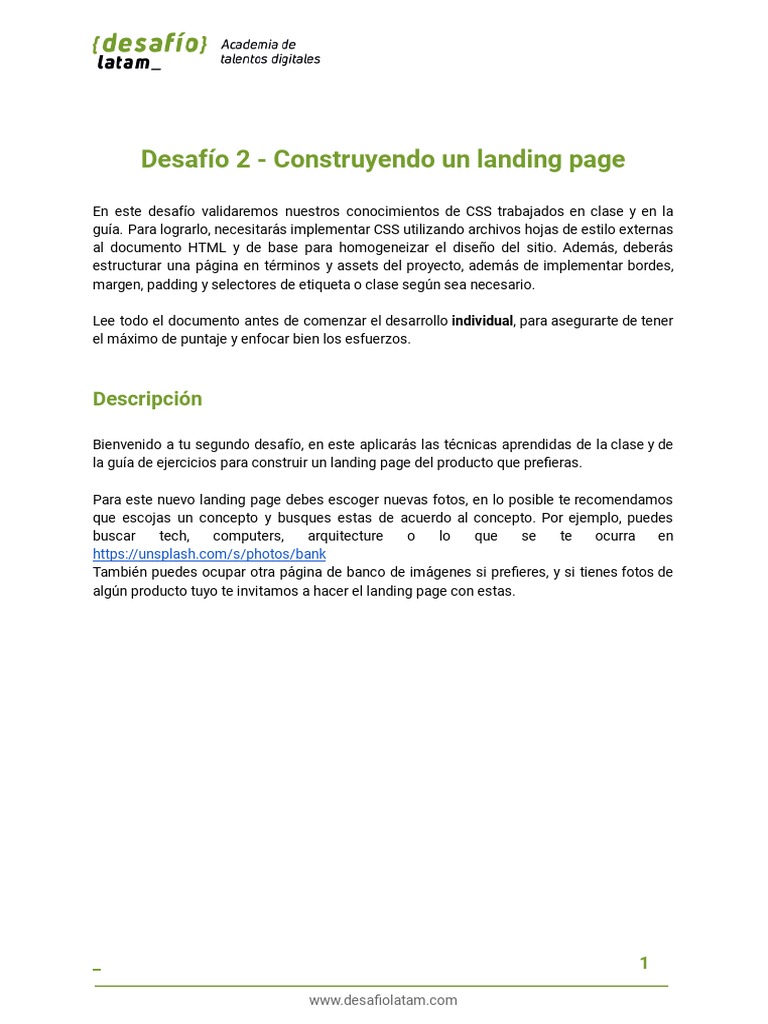 Desafío CSS: Crea un Landing Page | PDF | Informática