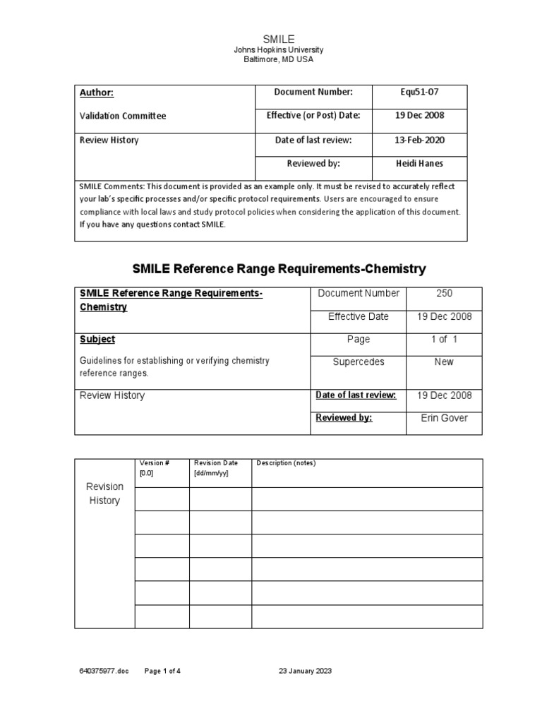 Guidelines for Establishing Accurate and Appropriate Chemistry ...