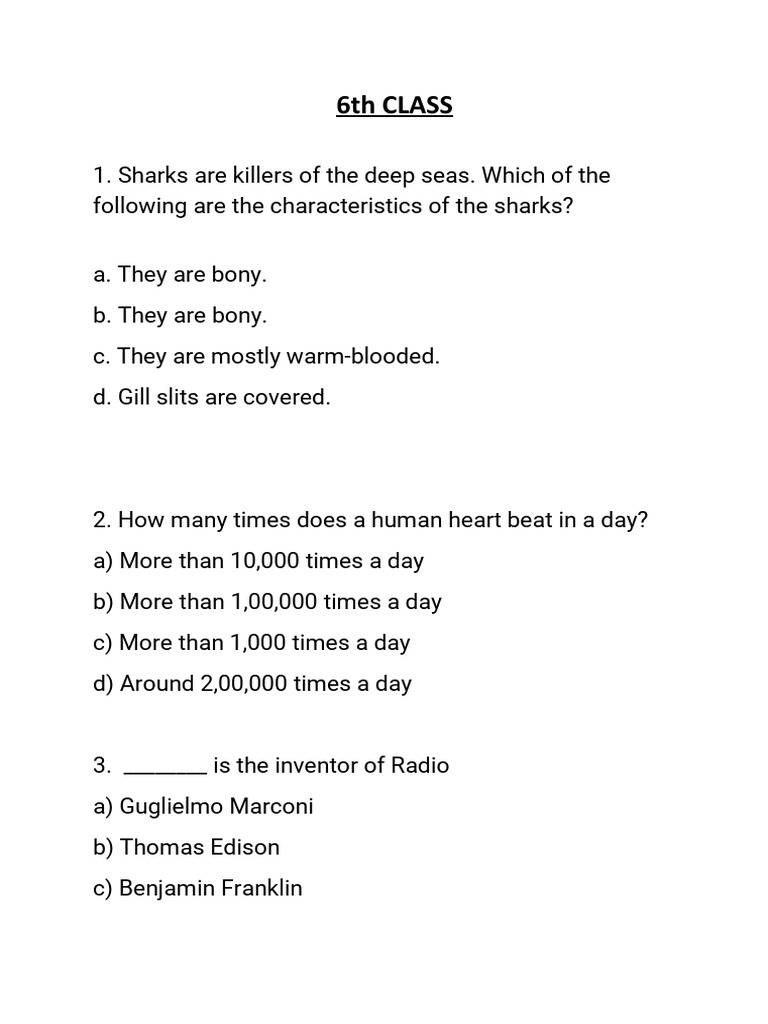 6th CLASS GK | PDF | Travel
