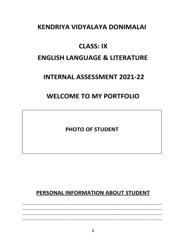 KENDRIYA VIDYALAYA STUDENT PORTFOLIO | PDF